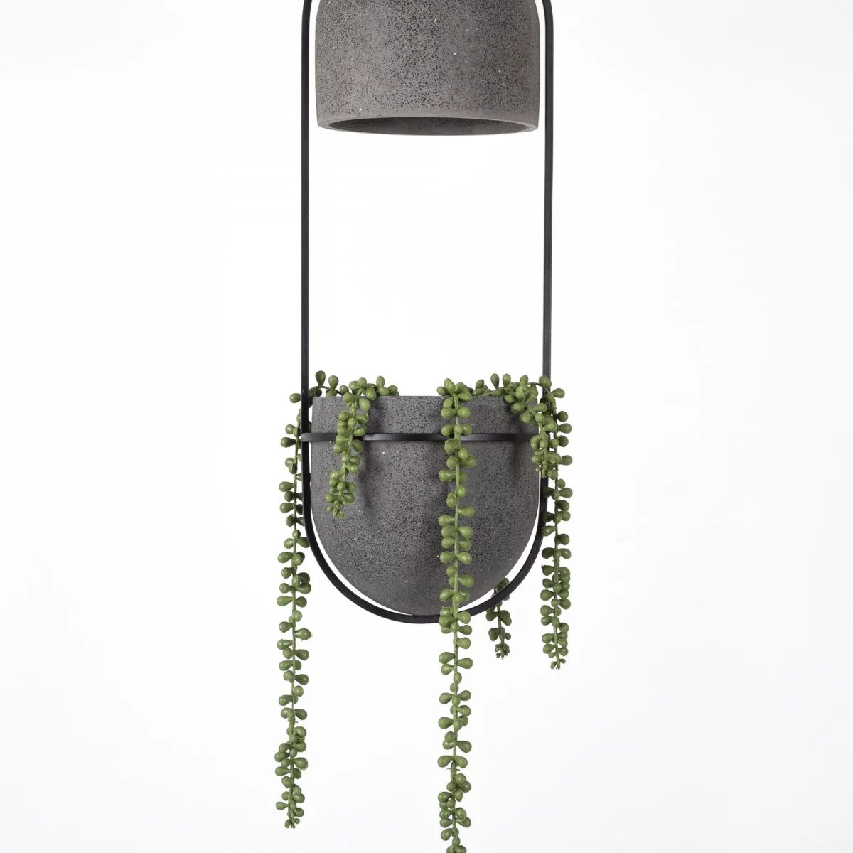 Lampe suspendue Pebble noire avec bac à plantes inclus
