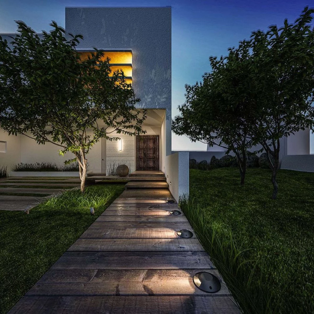 Spot au sol/balise encastrable noir Evo Deckspot 4 lumières